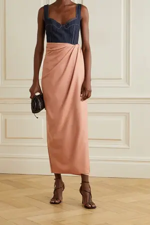 Brandon Maxwell Wrap-effect Gathered Wool And Silk-blend Midi Skirt