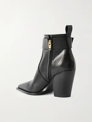 Versace Embellished Leather Ankle Boots