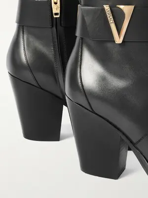 Versace Embellished Leather Ankle Boots