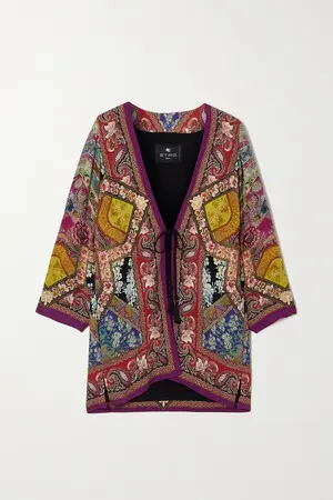 Etro Printed Satin Kimono Jacket