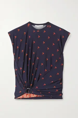 Rabanne Wrap-effect Printed Stretch-jersey Top