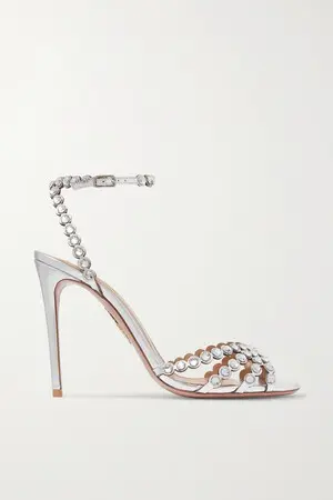 AQUAZZURA Tequila 105 Crystal-embellished Sandals - Silver