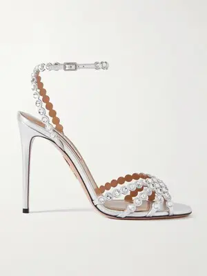 AQUAZZURA Tequila 105 Crystal-embellished Sandals - Silver