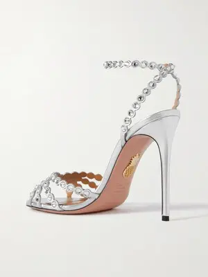 AQUAZZURA Tequila 105 Crystal-embellished Sandals - Silver