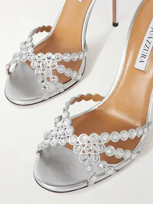 AQUAZZURA Tequila 105 Crystal-embellished Sandals - Silver
