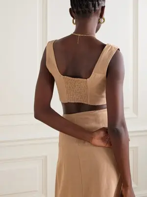 Le Kasha Jirja Cropped Linen Top - Neutrals
