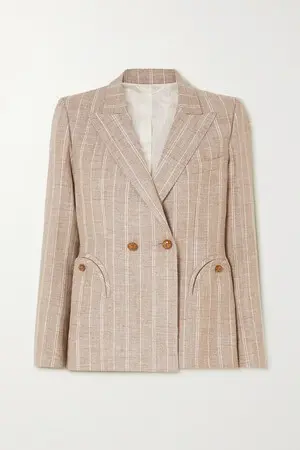 BLAZÉ MILANO Wind Hunter Charmer Double-breasted Pinstriped Grain De Poudre Blazer