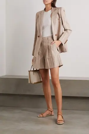 BLAZÉ MILANO Wind Hunter Charmer Double-breasted Pinstriped Grain De Poudre Blazer
