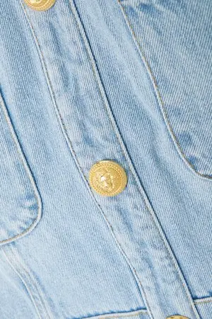 Balmain Button-embellished Denim Mini Dress