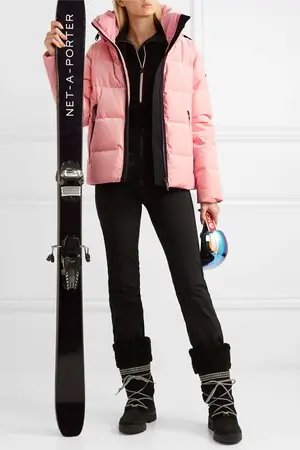 Goldbergh Emmelina Hooded Quilted Velvet Down Ski Jacket