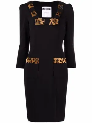 Moschino Leopard-trim Bow Detail Dress