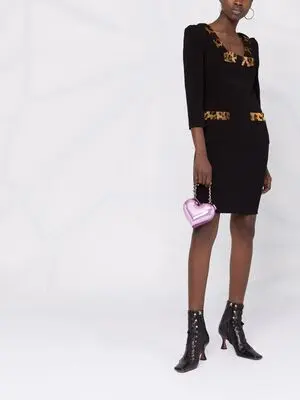 Moschino Leopard-trim Bow Detail Dress
