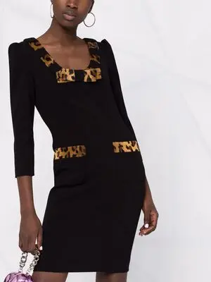 Moschino Leopard-trim Bow Detail Dress