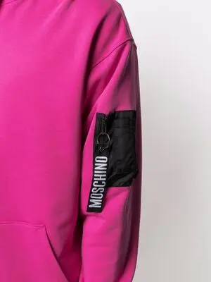 Moschino Cotton Hoodie With Zip Pocket