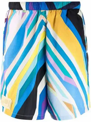 DOMENICO FORMICHETTI Striped High-waisted Shorts - Blue