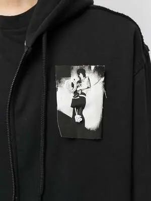 Raf Simons X Fred Perry Printed-Patch Zip-Up Hoodie In Black - 70