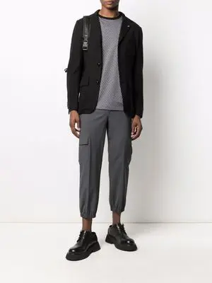 BILLIONAIRE Crest-embroidered Slim-fit Blazer - Black