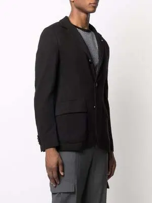 BILLIONAIRE Crest-embroidered Slim-fit Blazer - Black