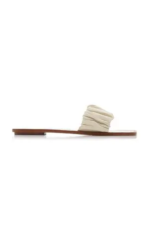 Staud Nina Ruched Leather Slide Sandals