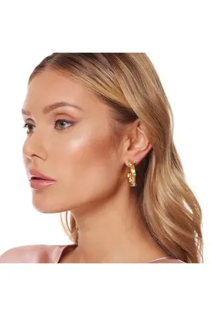 KENNETH JAY LANE Hoop Earrings With Turquoise Cabochons