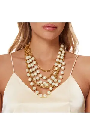 KENNETH JAY LANE Chains With Pearls Necklace - Gold