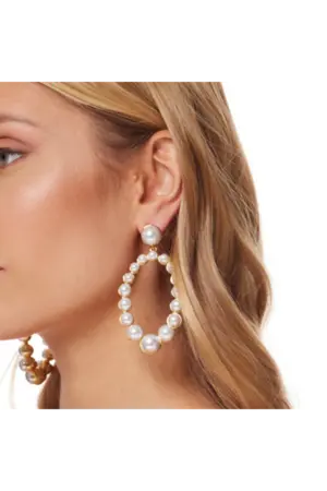 KENNETH JAY LANE Tone Oval Drop Earrings With Pearls - Gold