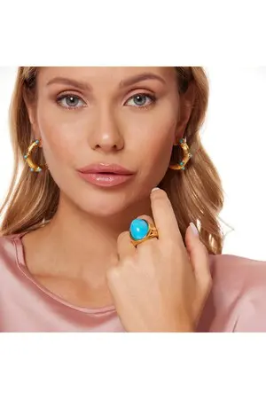 KENNETH JAY LANE Turquoise Cabochon Adjustable Ring