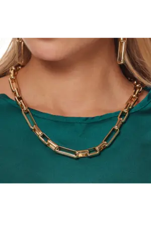 KENNETH JAY LANE Polished Link Necklace - Gold