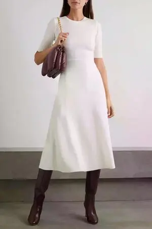Gabriela Hearst Seymore Wool, Cashmere And Silk-blend Midi Dress - White