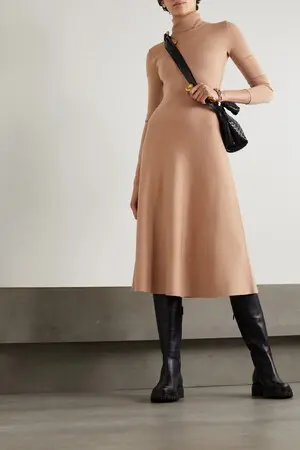 Gabriela Hearst Betti Wool, Cashmere And Silk-blend Turtleneck Midi Dress