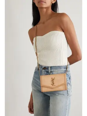 Saint Laurent Uptown Micro Raffia Shoulder Bag