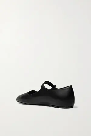 THE ROW Ava Leather Mary Jane Ballet Flats - Black