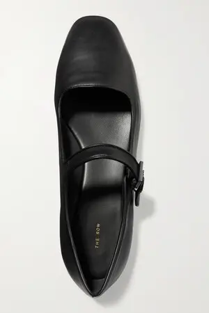 THE ROW Ava Leather Mary Jane Ballet Flats - Black