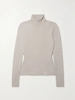 Gabriela Hearst May Wool, Cashmere And Silk-blend Turtleneck Sweater - Neutrals