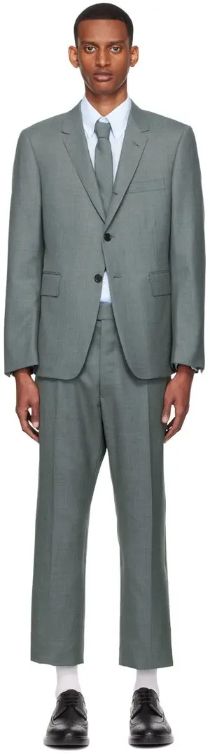 Thom Browne Thom Browne Grey Super 120s Twill Classic Suit & Tie - 035 Med Grey