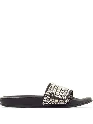 JIMMY CHOO Fitz Embellished Slides - Black