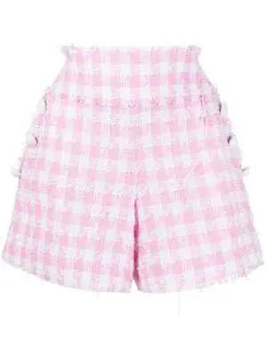 Balmain Button-embellished Gingham Tweed Shorts