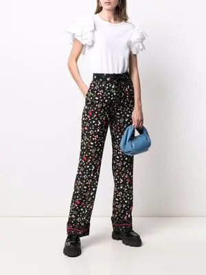 Red Valentino Floral-print Elasticated-waist Trousers