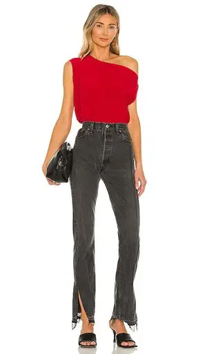 Norma Kamali X Drop Shoulder Top - Tiger Red