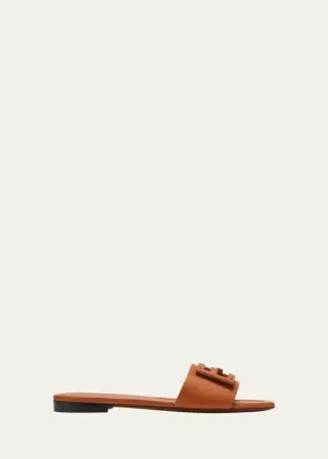 Fendi Fendi Baguette FF Tube Medallion Flat Sandals F1c4r Brown Bag B
