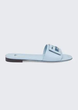 Fendi Fendi Baguette FF Tube Medallion Flat Sandals Light Blue