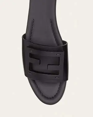Fendi Baguette Ff Tube Medallion Flat Sandals - Nero