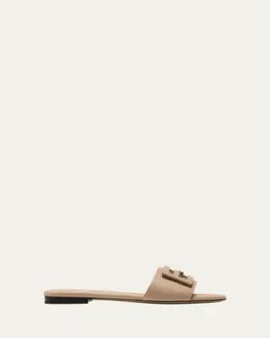 Fendi Fendi Baguette FF Tube Medallion Flat Sandals Nude