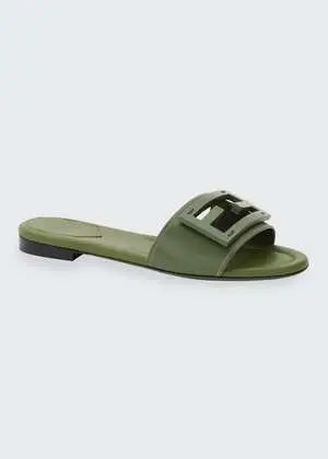 Fendi Fendi Baguette FF Tube Medallion Flat Sandals Verde