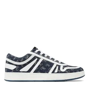 JIMMY CHOO Hawaii/m Navy Jc Logo Jacquard And White Calf Leather Low Top Trainers