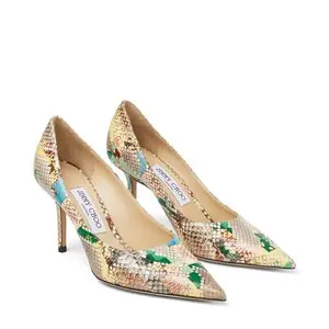 JIMMY CHOO Love 85 Glossy Rainbow Elaphe Pointed Pumps