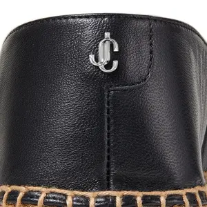 JIMMY CHOO Dru Flat Nappa Leather Espadrilles With Pearls And Studs /white