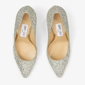 JIMMY CHOO Romy 85 Glitter Fabric Pumps - Silver