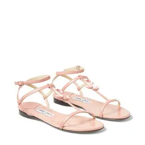 JIMMY CHOO Alodie Flat Nappa And Patent Leather Sandals