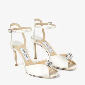 JIMMY CHOO Sacora 85 Crystal-embellished Sandals - Neutral